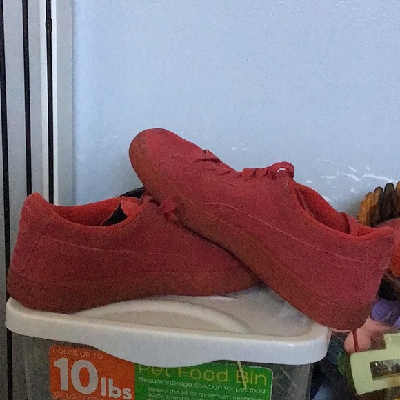 Puma | Shoes | Puma Red Suede Sneakers | Poshmark